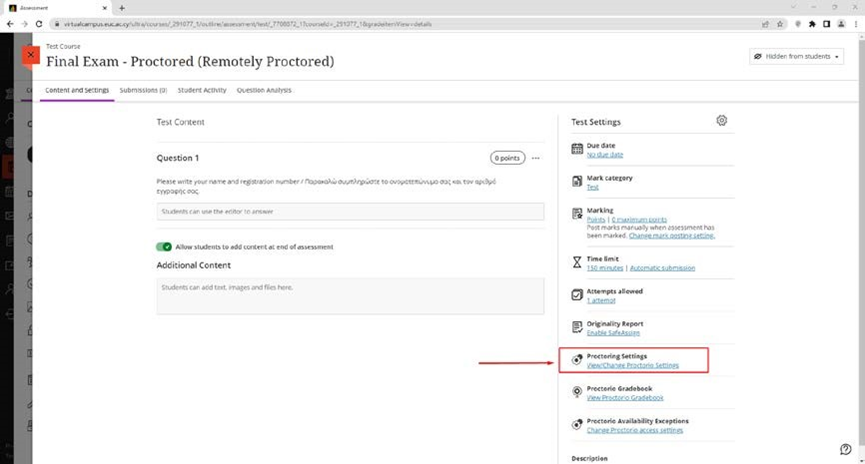 Proctorio Settings – European University Cyprus